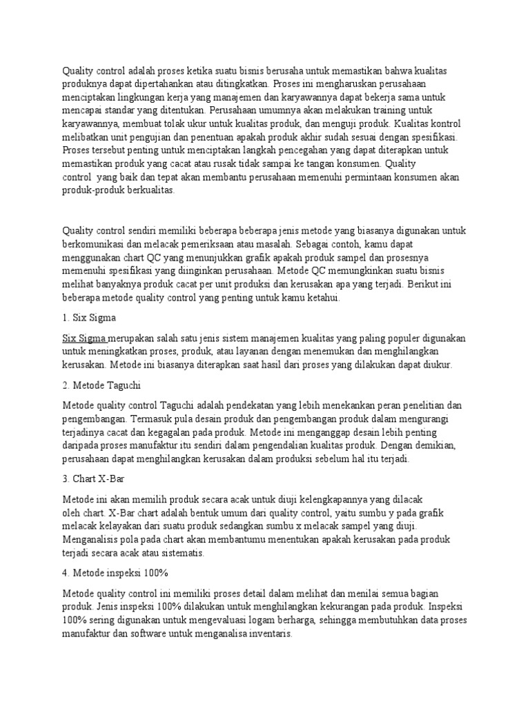 5 Quality Control | PDF