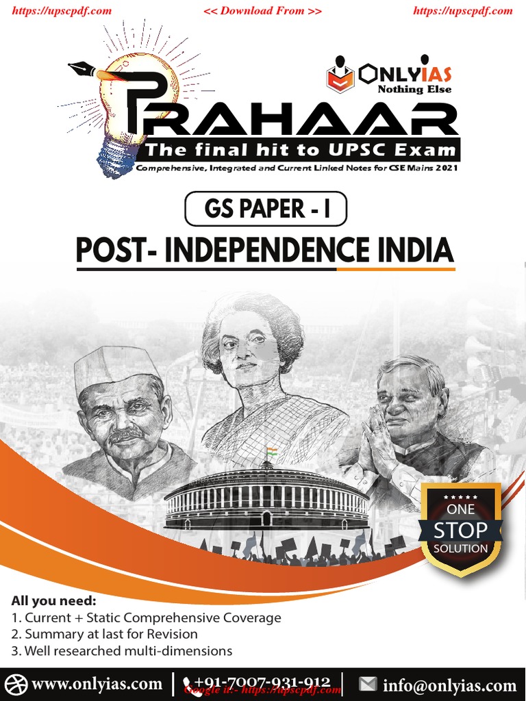 Post-Independence India UPSC Notes | PDF | Jawaharlal Nehru | Indian ...