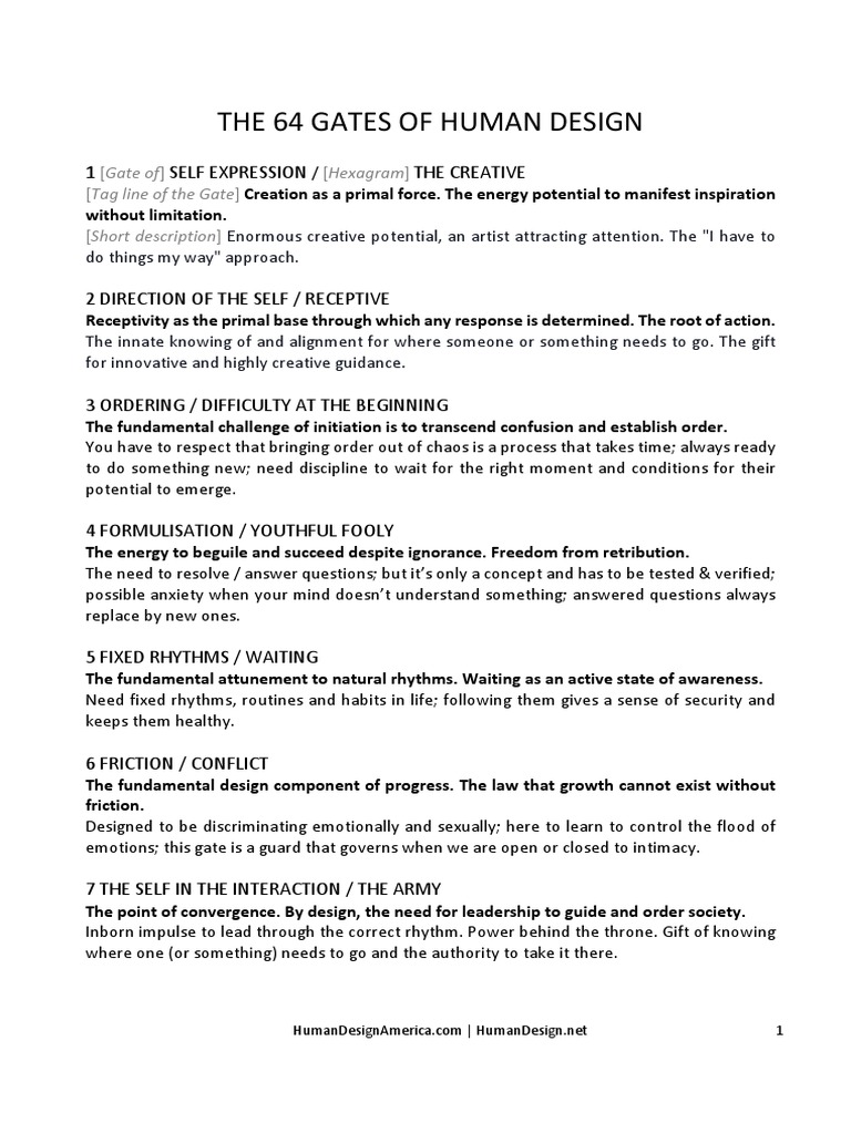 64 Gates - Main Keynotes PDF | PDF | Experience | Mind