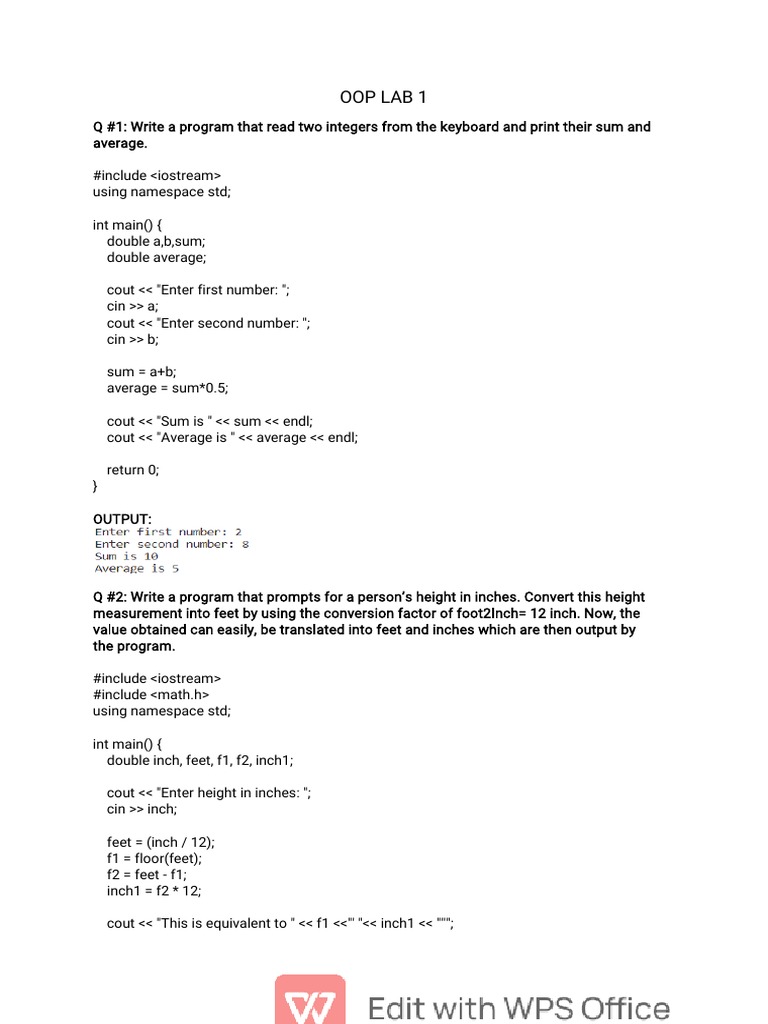 Oop Lab 1 Pdf Fahrenheit Integer Computer Science