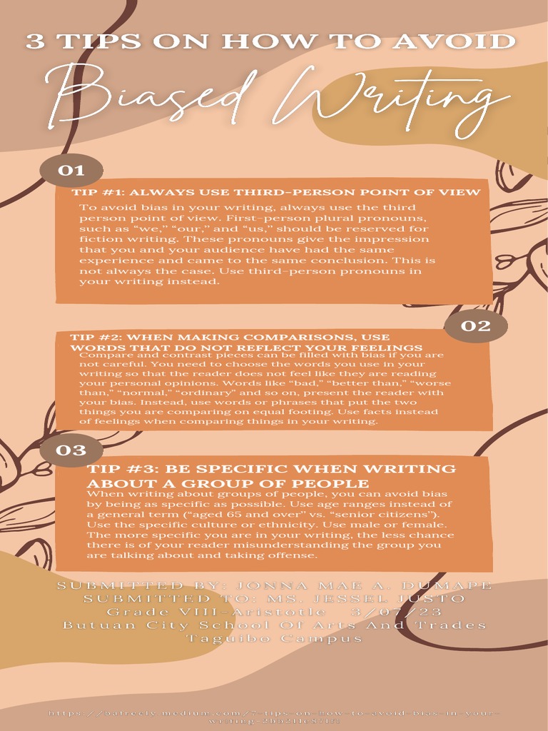 Three Tips for Avoiding Bias in Writing: Use Third Person Perspective ...