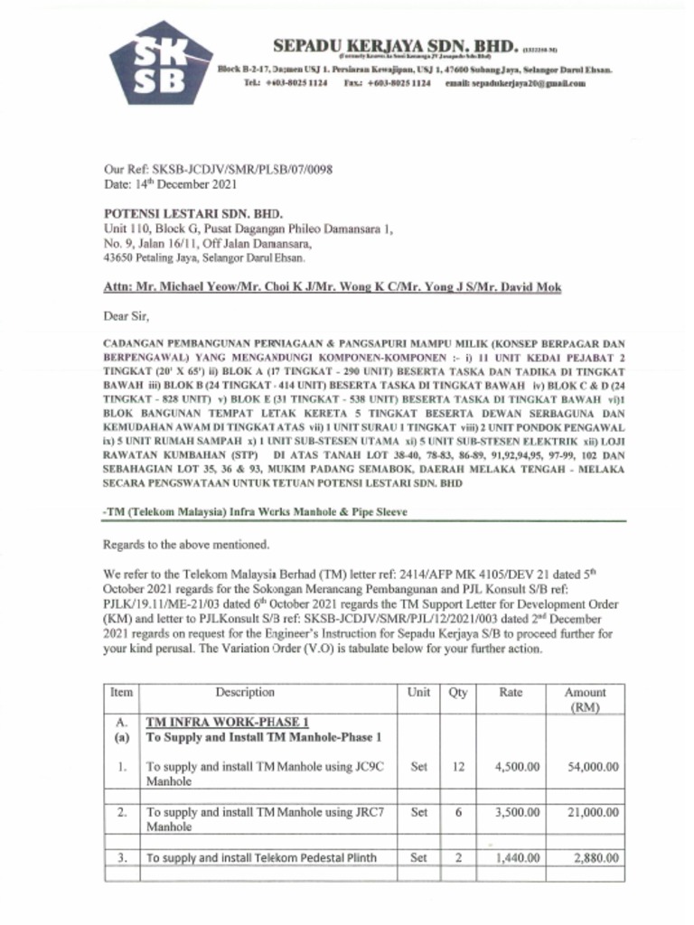 098 Potensi-TM Infra Work Manhole & Pipe Sleeve PDF | PDF