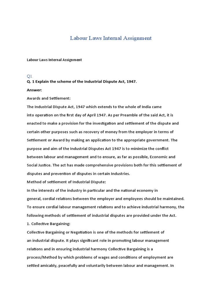Labour Laws Assignment | PDF | Labour Law | Employment