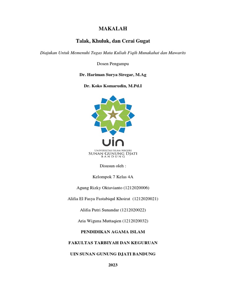 Talak, Khuluk, dan Cerai Gugat dalam Islam | PDF