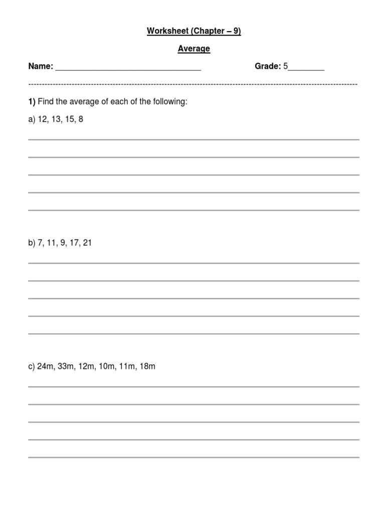 Worksheet Chapter - 9 (Grade - 5) PDF | PDF