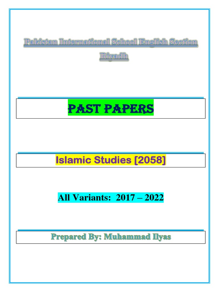 Islamic Studies Past Papers 2017-2022 | PDF | Hadith | Muhammad