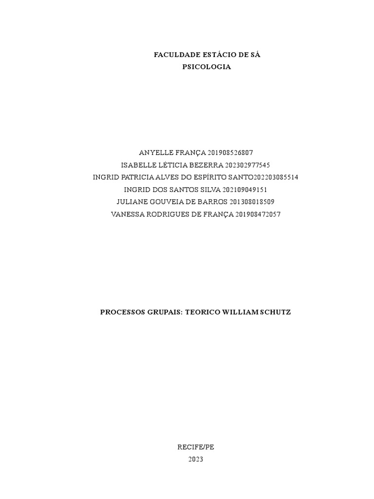Teorico William Schutz PDF | Download grátis PDF | Psicologia ...