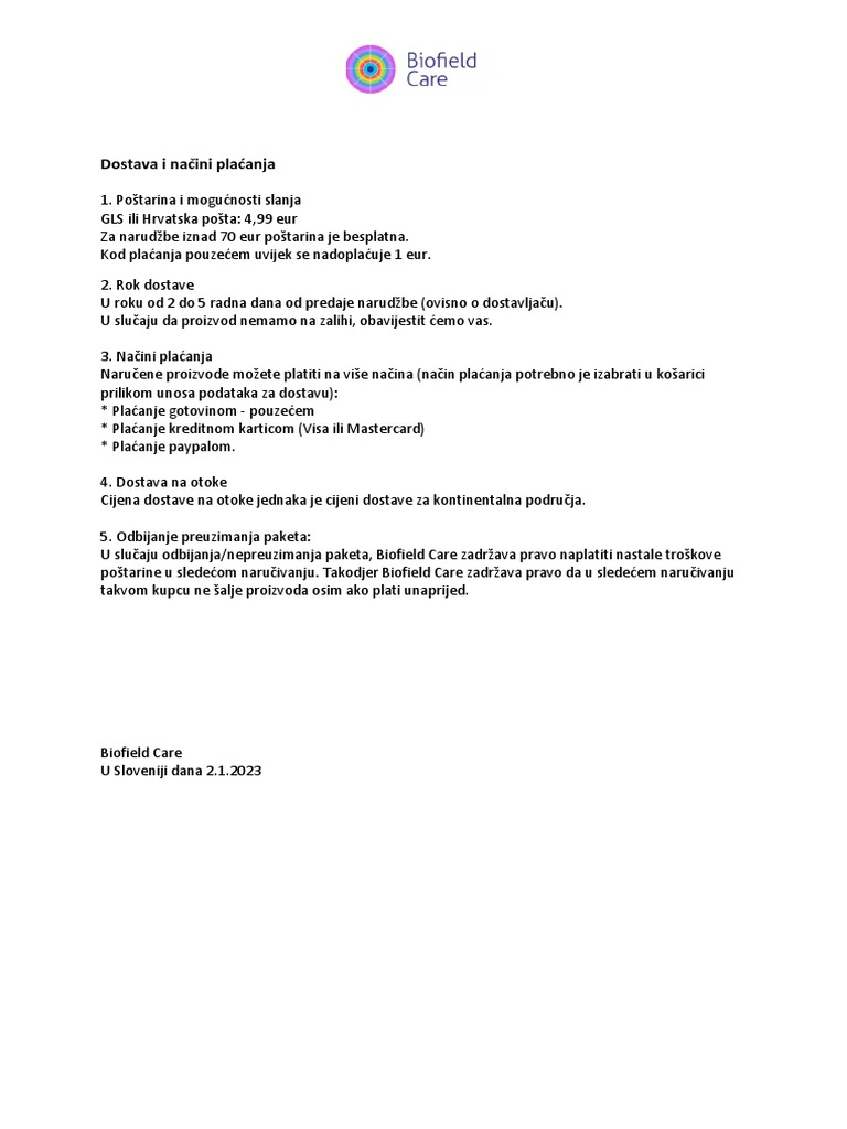 Placanje I Dostava 2 | PDF