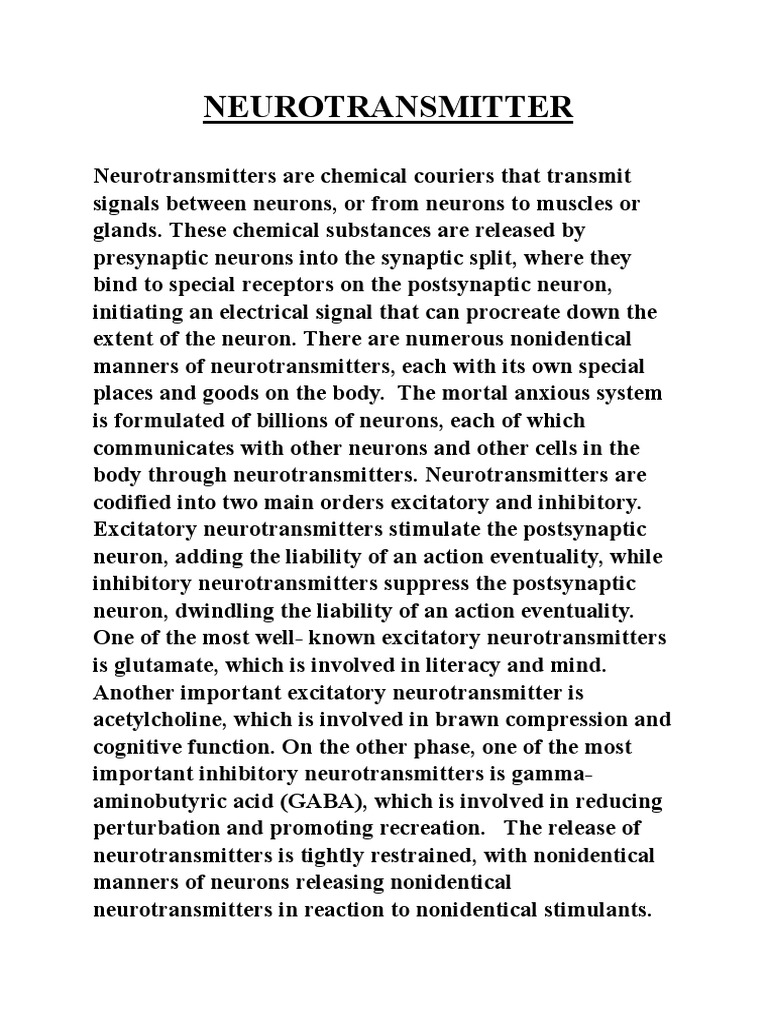 Neurotransmitter Assingment Ashish Singh PDF | PDF | Neurotransmitter | Chemical Synapse