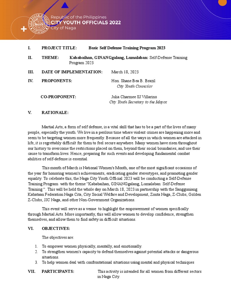 Self Defense Training Proposal - Final PDF | PDF | Self Defense Self Defense Training Proposal - Final PDF | PDF | Self Defense