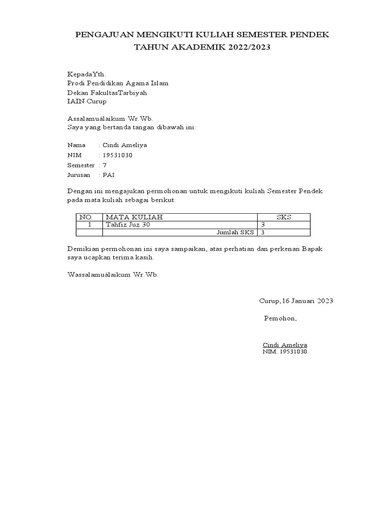 Surat Pengajuan SP | PDF