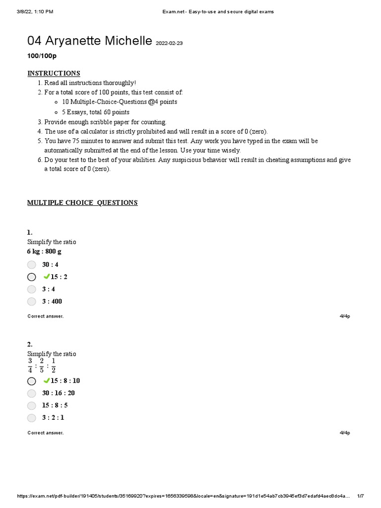 Math DT-Ratio, Rate, and Proportion | PDF | Speed | Multiple Choice