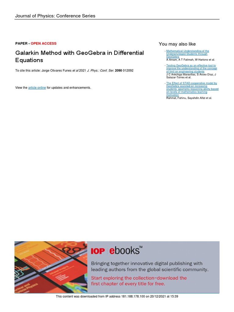 Galarkin Method With GeoGebra in Differential | PDF | Equations | Differential Equations