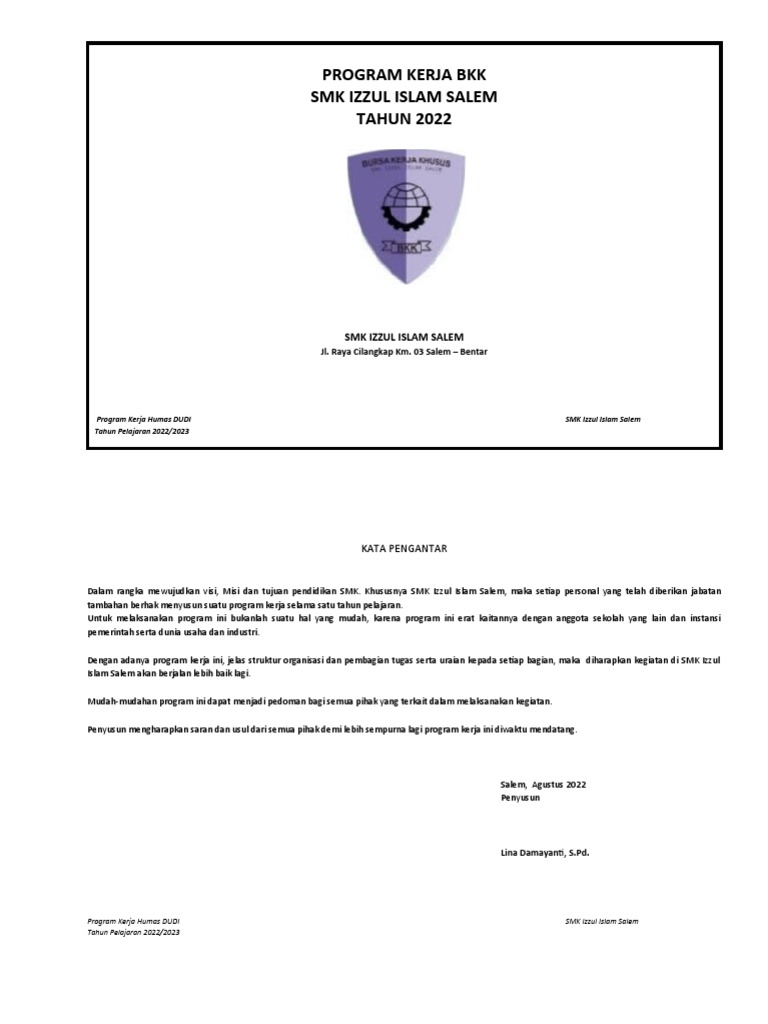44.2 Program Kerja BKK | PDF