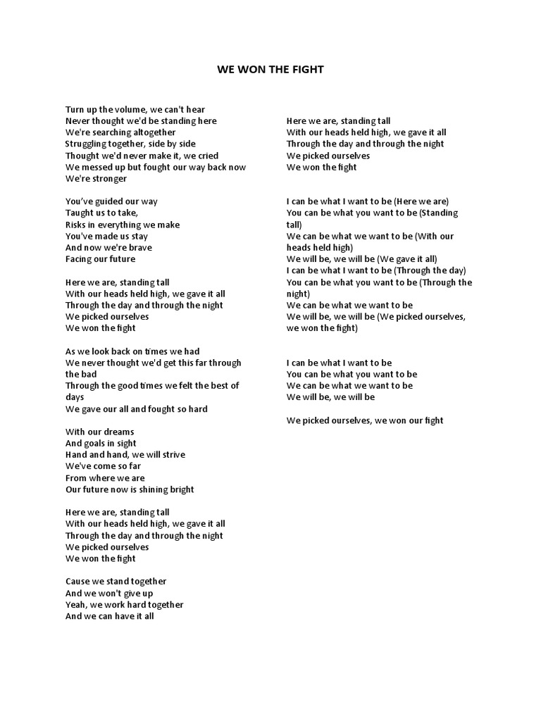 We Won The Fight Lyrics | PDF | Language Arts & Discipline | Self ...