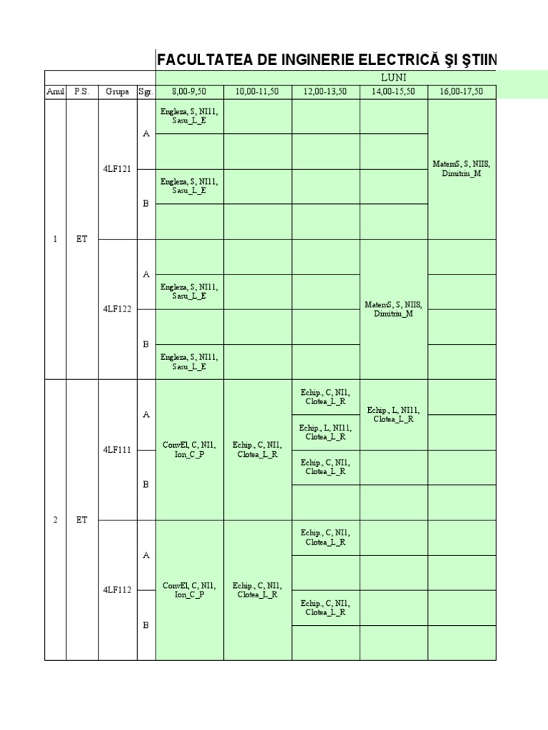 Orar Sem 2 Iesc Rev 10 | PDF