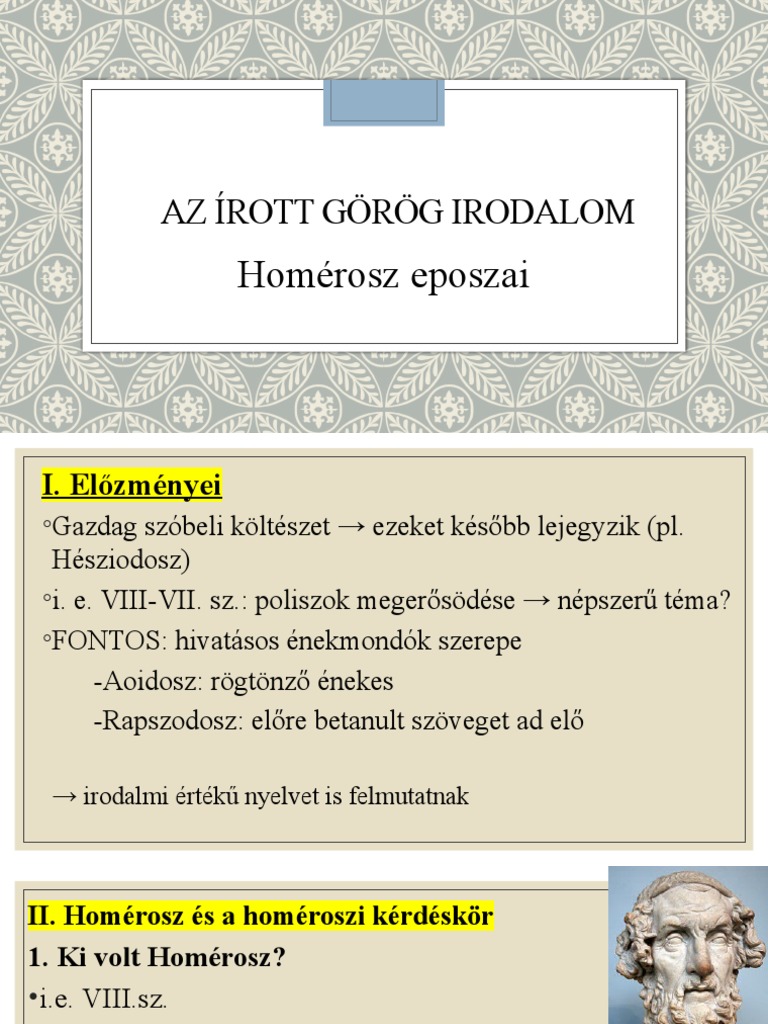 Írott Görög Irodalom Homérosz Iliász | PDF