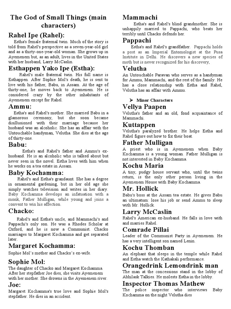 The God of Small Things Characters | PDF
