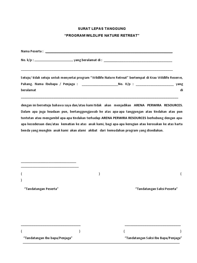 Surat Lepas Tanggung | PDF