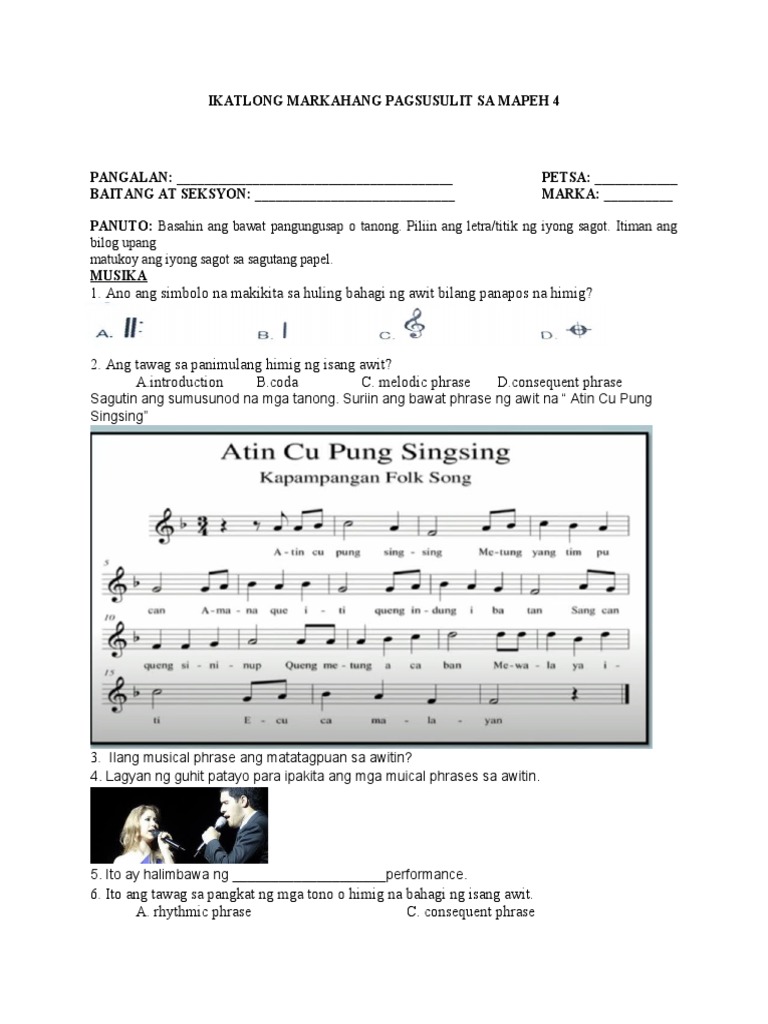 PT - Mapeh 4 - Q3 | PDF