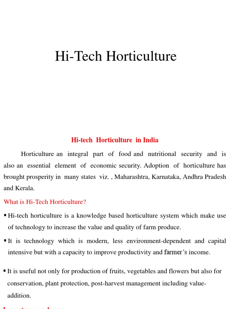 Hi Tech Horticulture | PDF