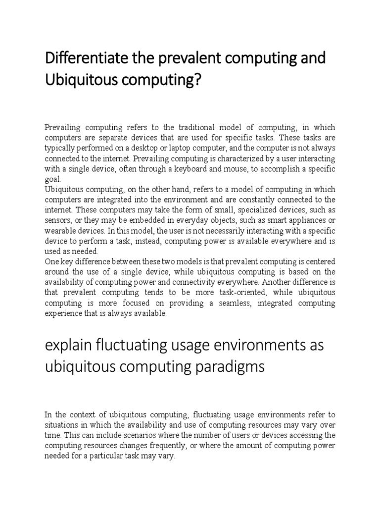 Ubiquitous Computing Prep PDF | PDF | Computing | Embedded System