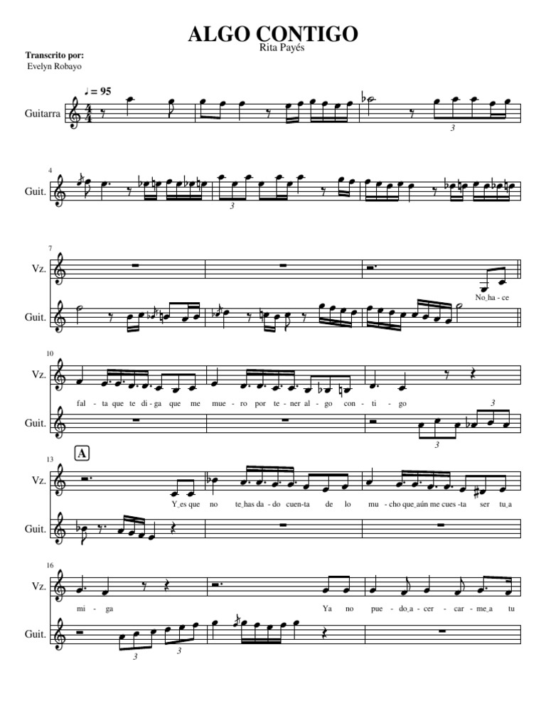 Partitura "Algo Contigo" Rita Payés | PDF