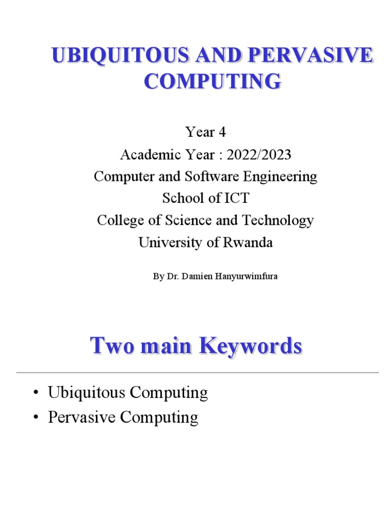 Topic 1 Ubiquitous Computing Introduction PDF | PDF