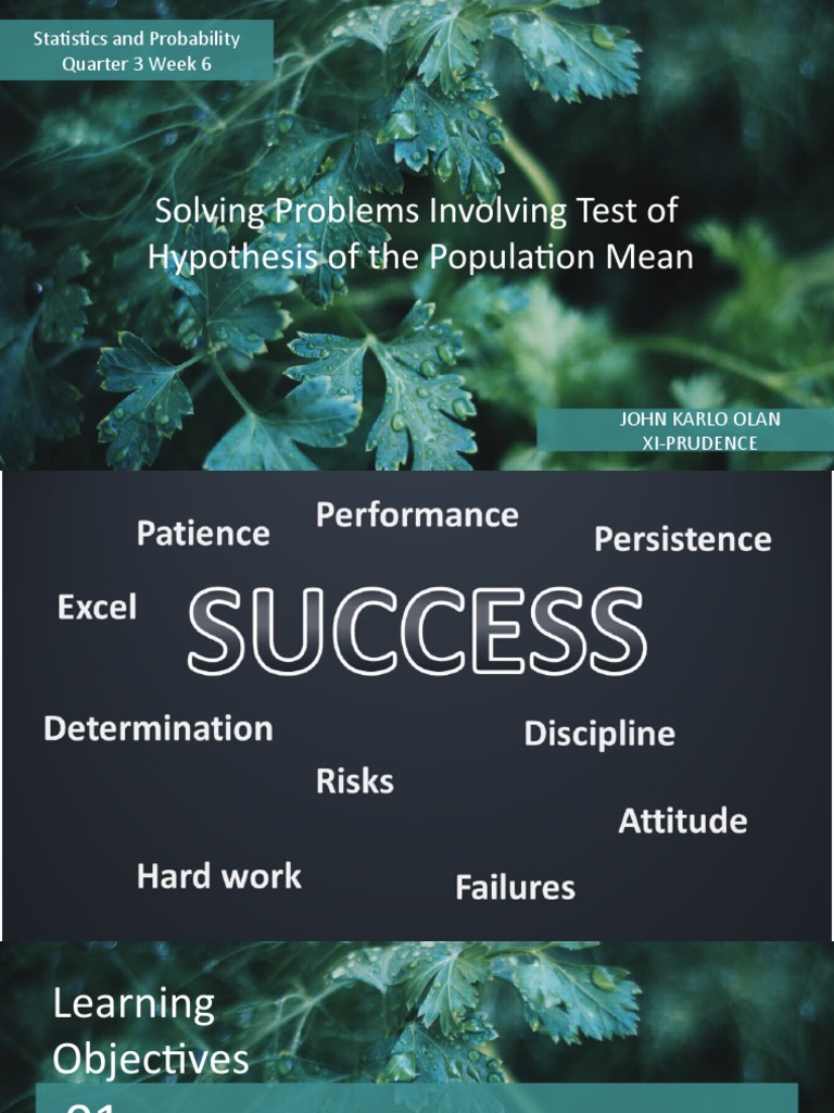 Olan - Solving Problems Involving Test of Hypothesis of The Population ...