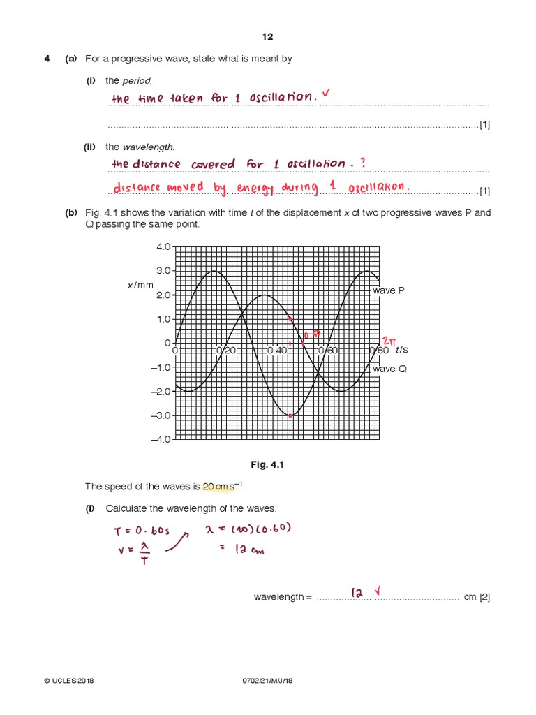 9702 - s18 - QP - 21 (Dragged) PDF | PDF | Waves | Wavelength