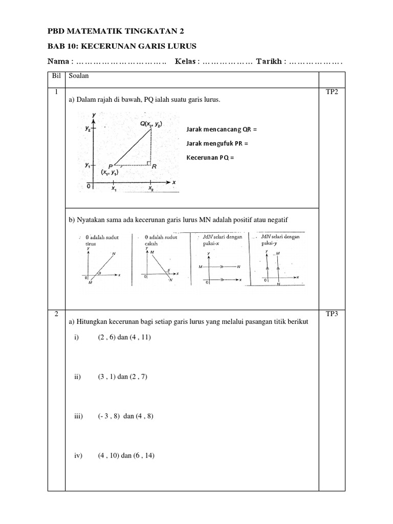Kecerunan Garis Lurus Tingkatan 2 Pdf