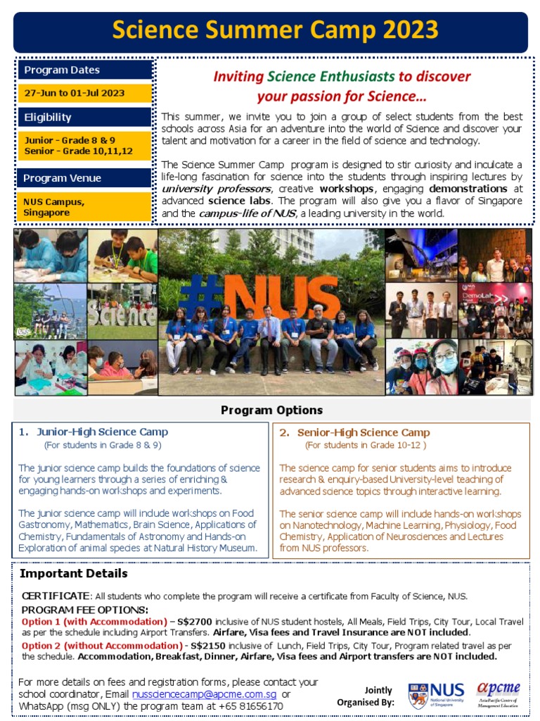 NUS Science Summer Camp 2023 | PDF | Science | Learning