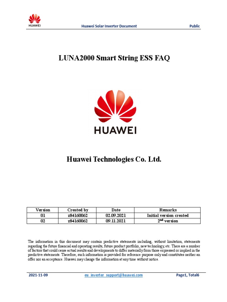 LUNA2000 Smart String ESS FAQ | PDF | Power Inverter | Manufactured Goods LUNA2000 Smart String ESS FAQ | PDF | Power Inverter | Manufactured Goods