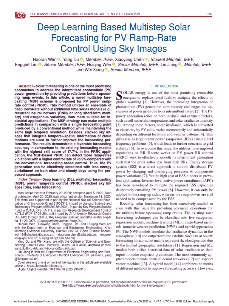 Deep Learning Based Multistep Solar Forecasting For PV Ramp-Rate ...