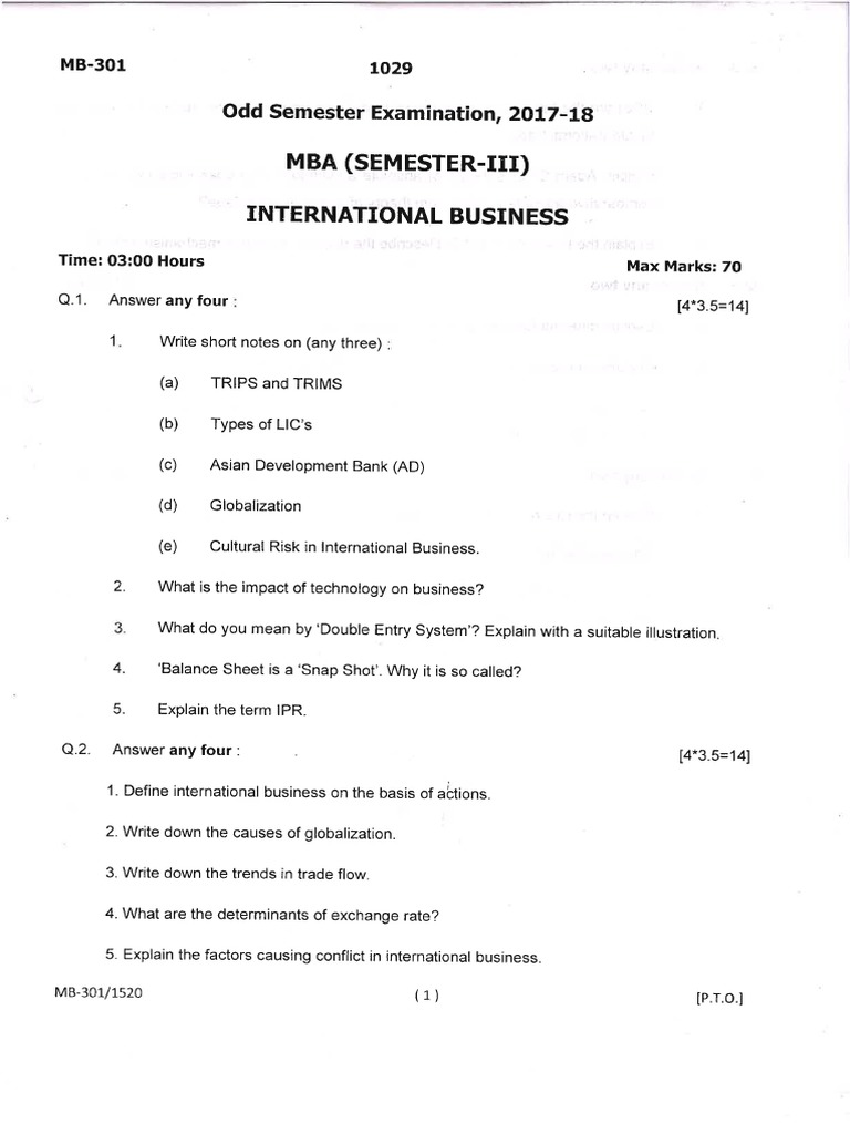MBA-3 International Business | PDF