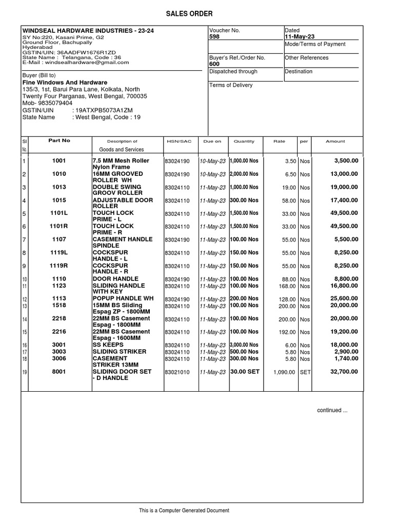 Sales Order Summary for Hardware Products | PDF | Manufactured Goods ...