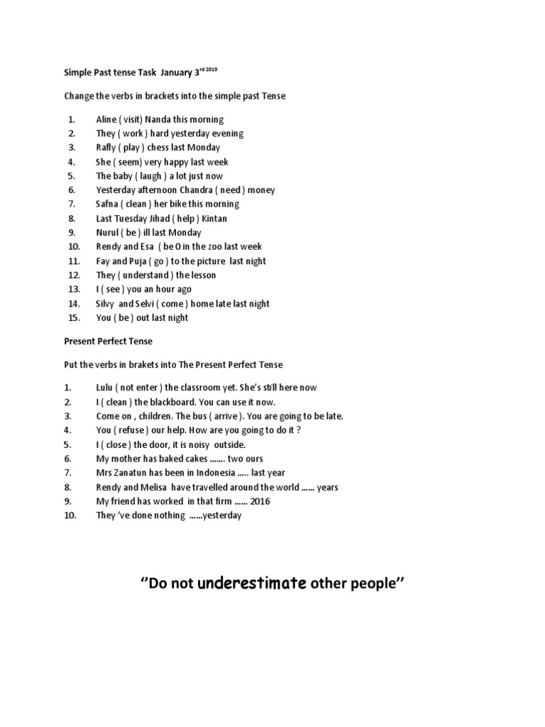 Simple Past Tense Task 19 | PDF