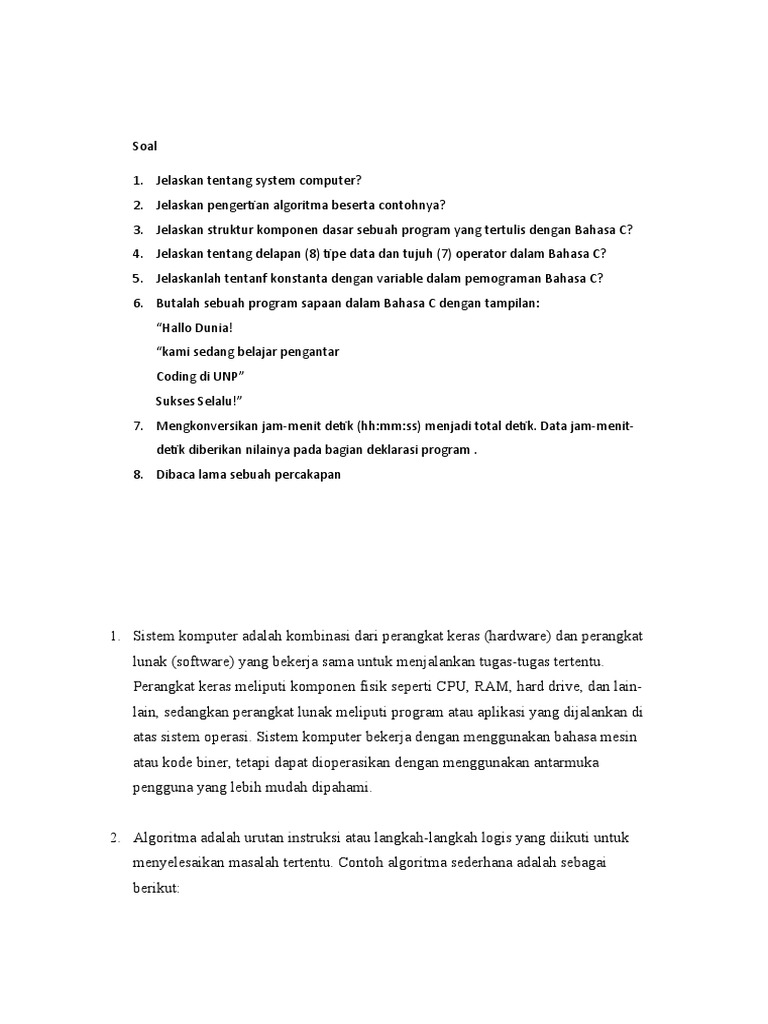 Panduan Pemrograman C dan Algoritma | PDF