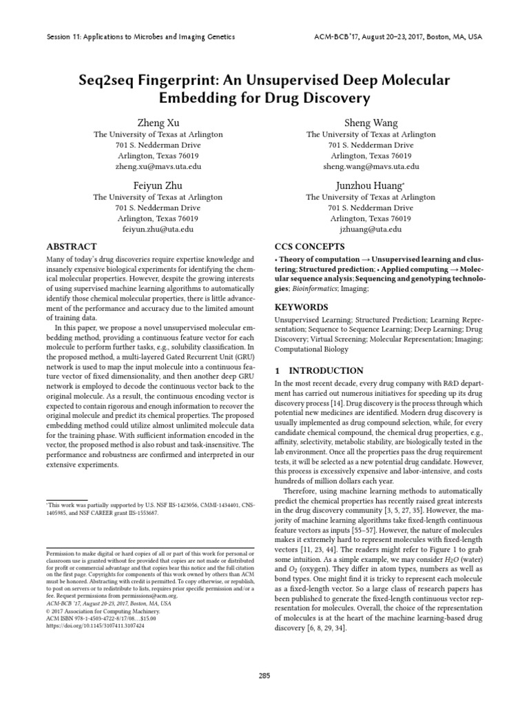 Seq2Seq Fingerprint | PDF | Deep Learning | Dna Sequencing