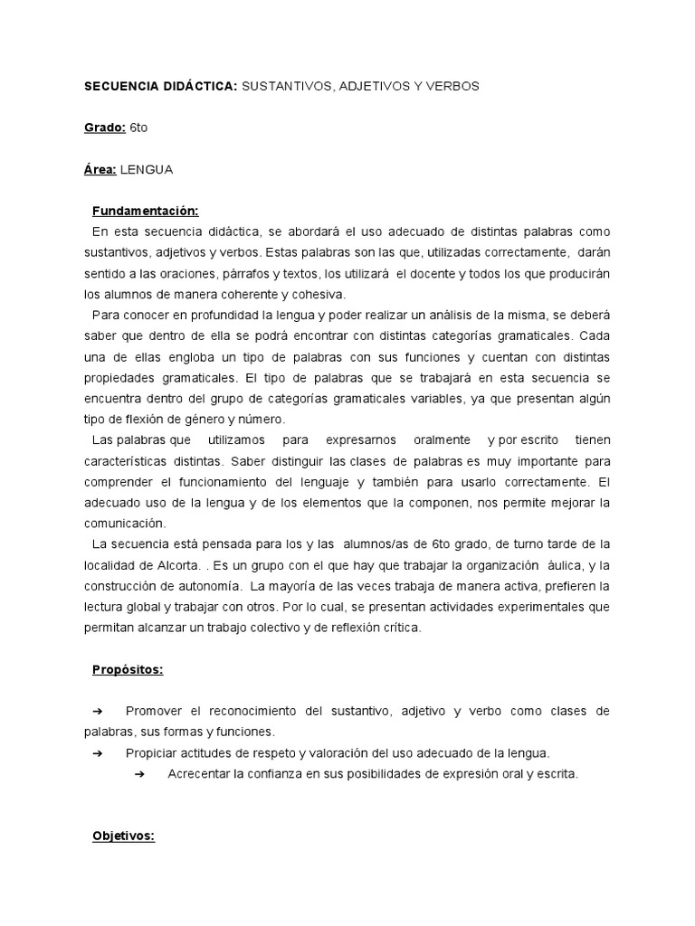 Sustantivos, Adjetivos y Verbos | PDF | Sustantivo | Adjetivo