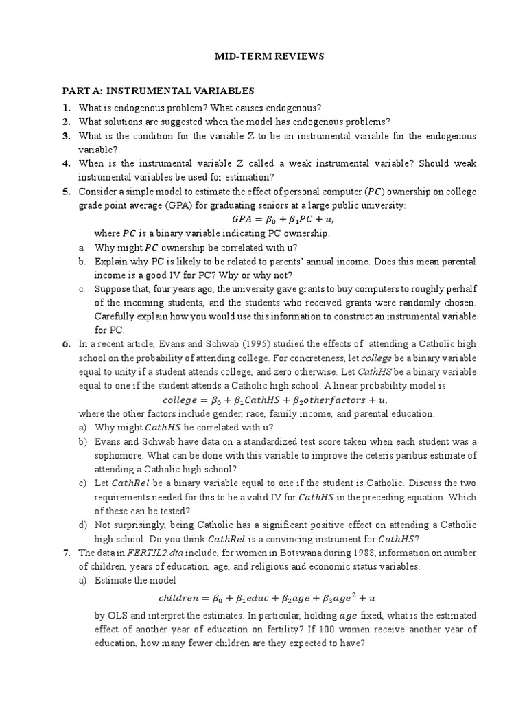 Midterm Reviews | PDF | Ordinary Least Squares | Statistics Midterm Reviews | PDF | Ordinary Least Squares | Statistics