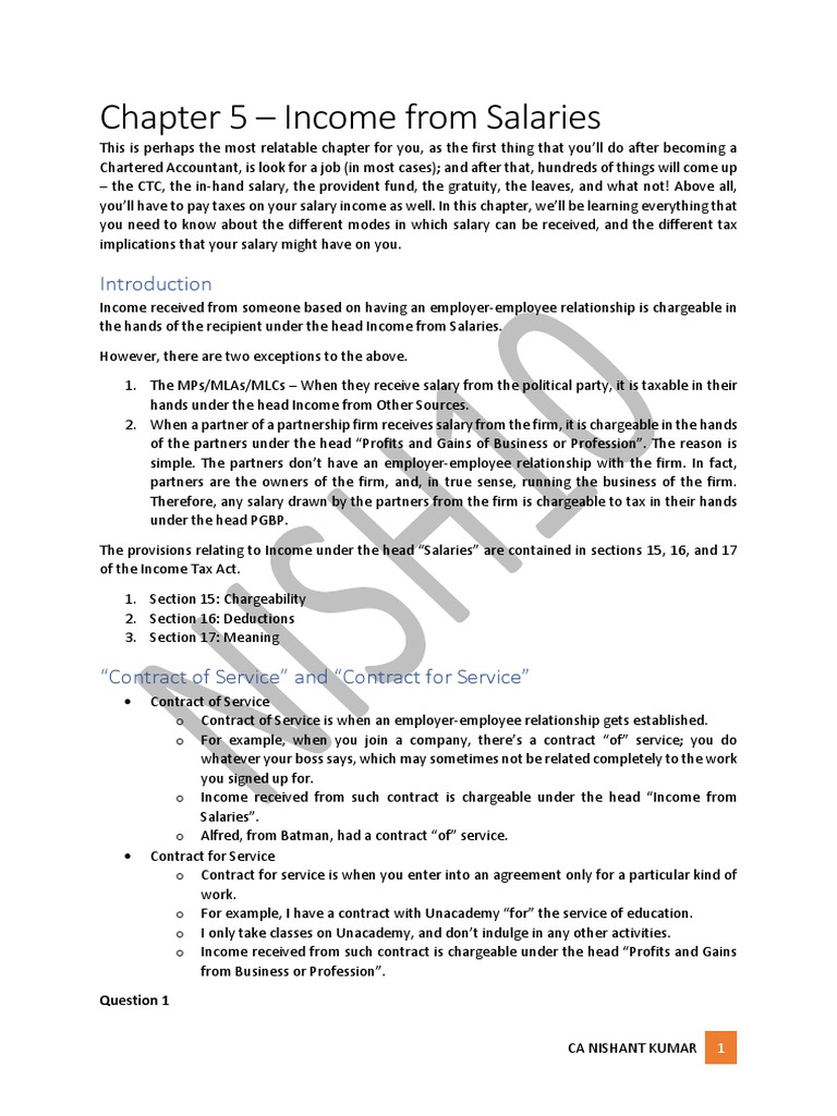 Chapter 5 - Income From Salaries - Notes PDF | PDF | Cost Of Living ...