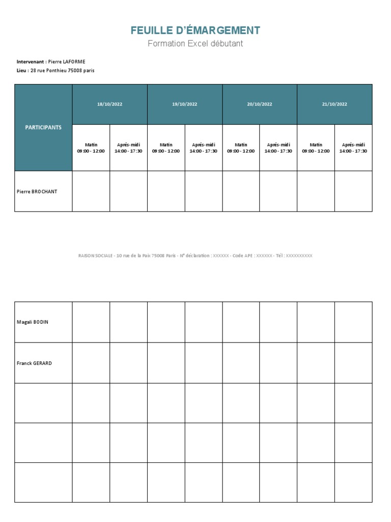 Feuille Emargement Modele | PDF