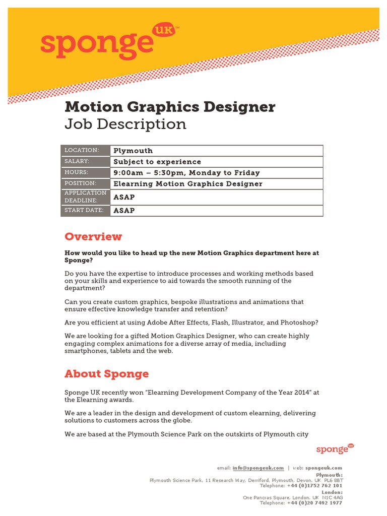 Motion Graphic Designer Job Description PDF | PDF | Graphic Design ...