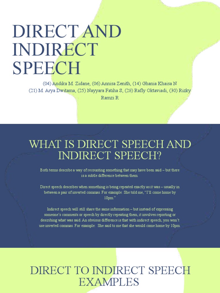 Direct vs. Indirect Speech Guide | PDF | Human Communication | Linguistics