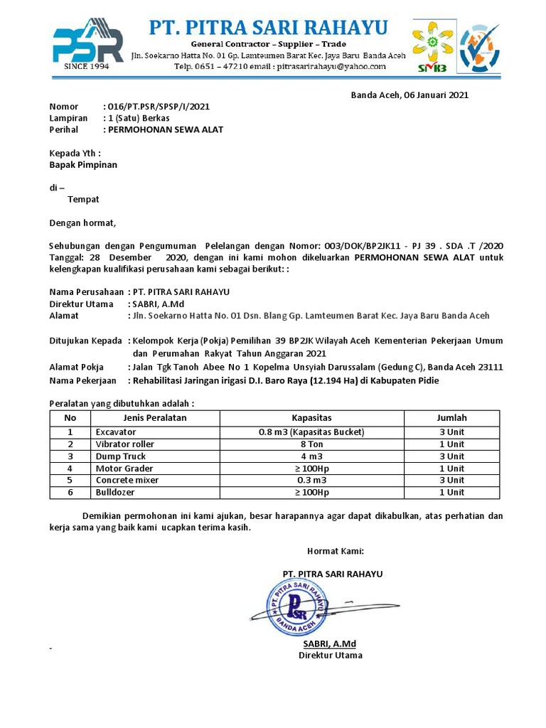 Surat Permohonan Dukungan Alat | PDF Surat Permohonan Dukungan Alat | PDF