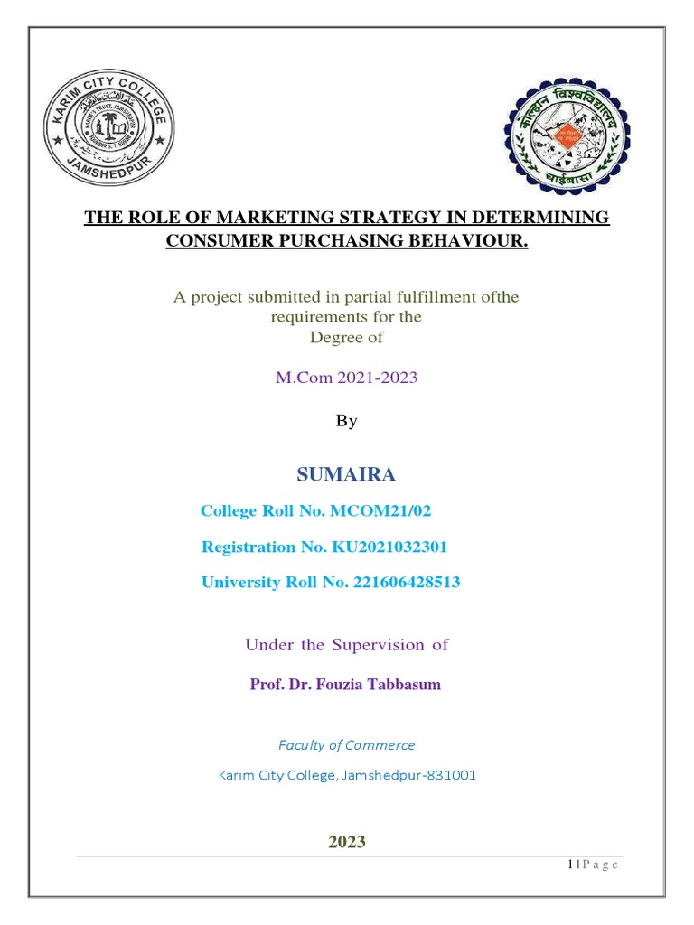 The Role of Marketing Strategy in Determining Consumer Purchasing ...