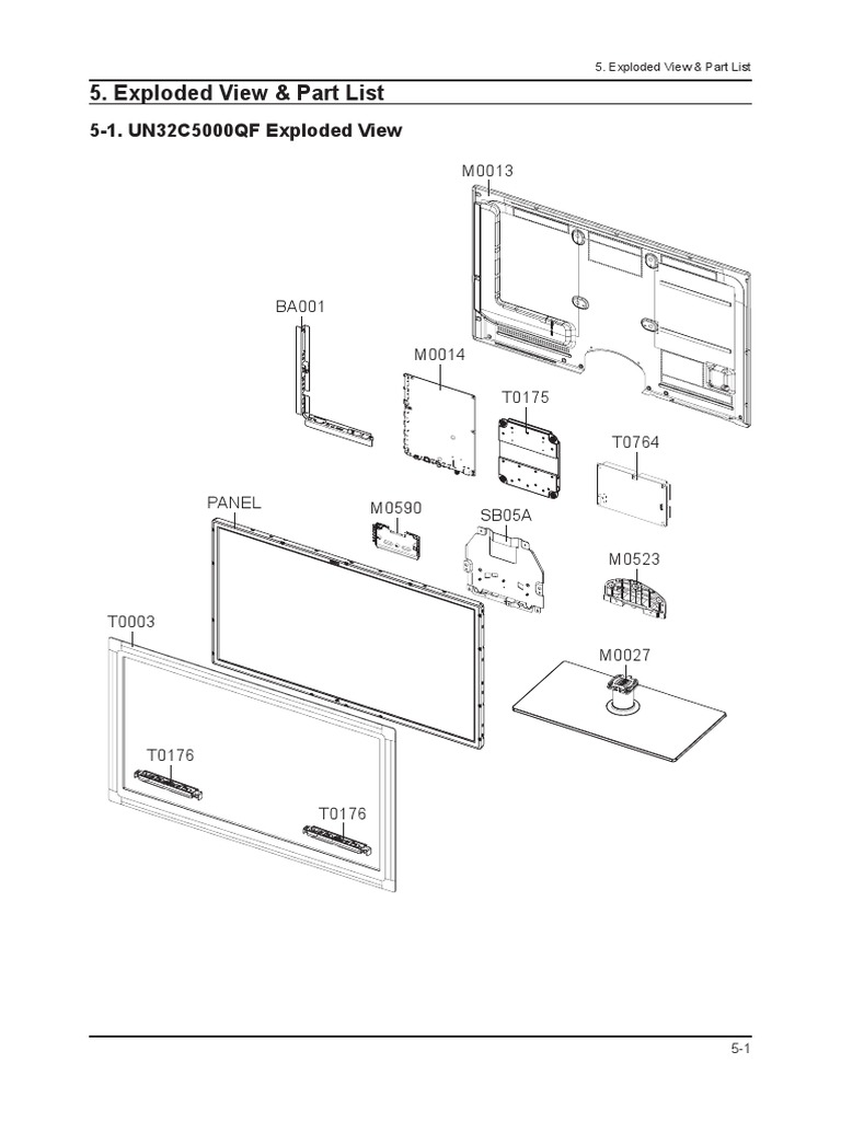 UN32C5000QF-Exploded View & Part List | PDF | Amorphous Solid | Electricity