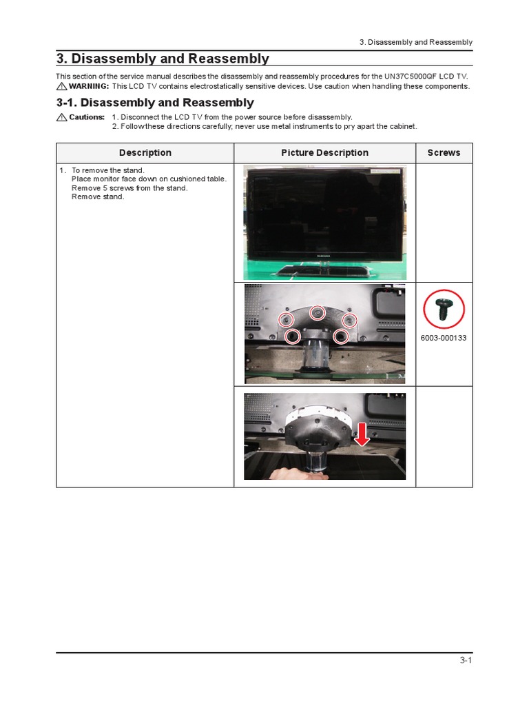 UN32C5000QF-Disassembly & Reassembly | PDF | Manufactured Goods | Computer Engineering