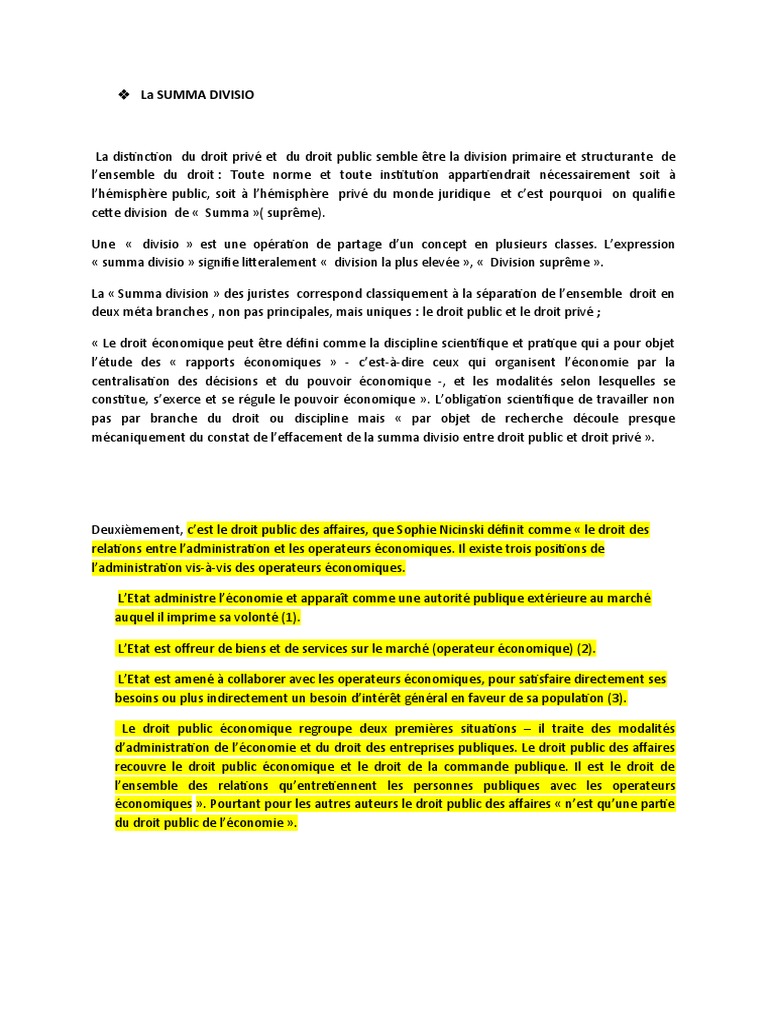 La Summa Divisio en Droit Public et Privé | PDF | Services publics ...